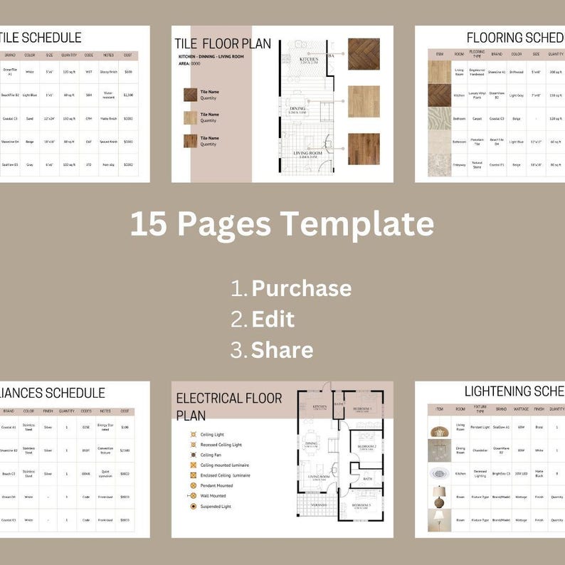 Interior Design Furniture, Fixtures and Finishes Schedule Template for ...