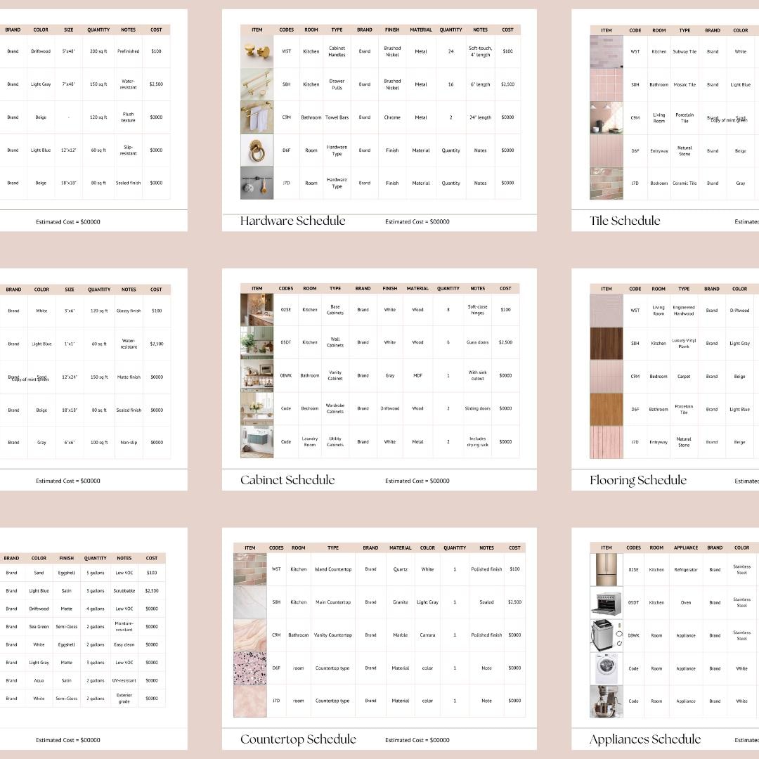 FFE Schedule Template for Interior Designers - Furniture, Fixtures ...