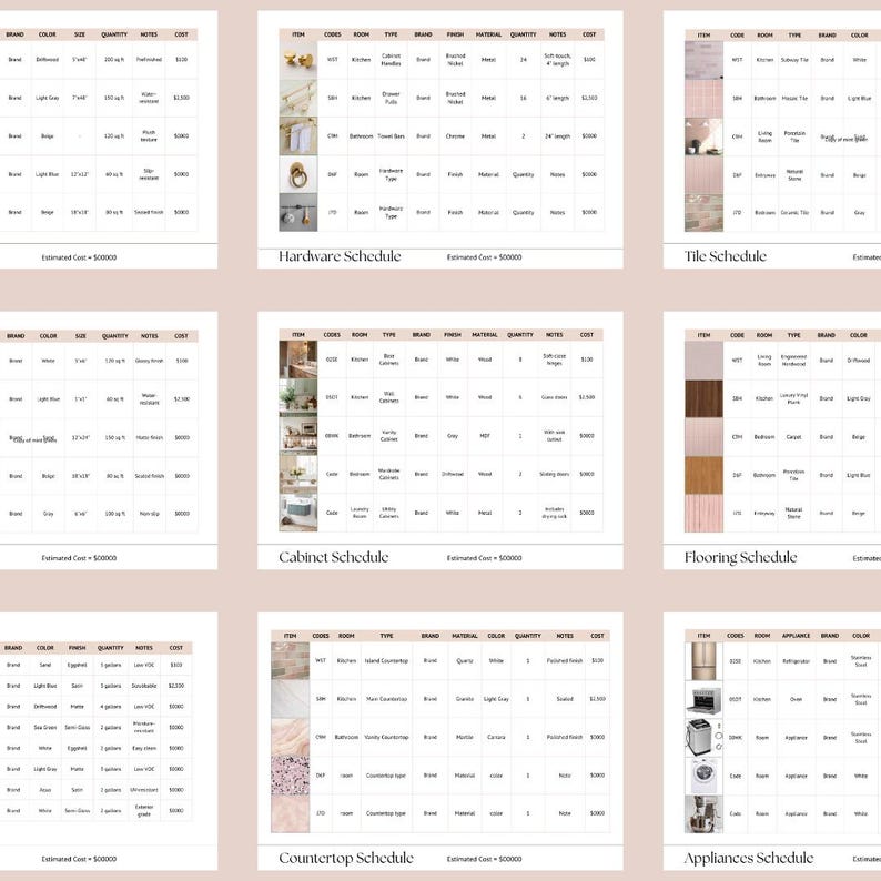 FFE Schedule Template for Interior Designers - Furniture, Fixtures ...