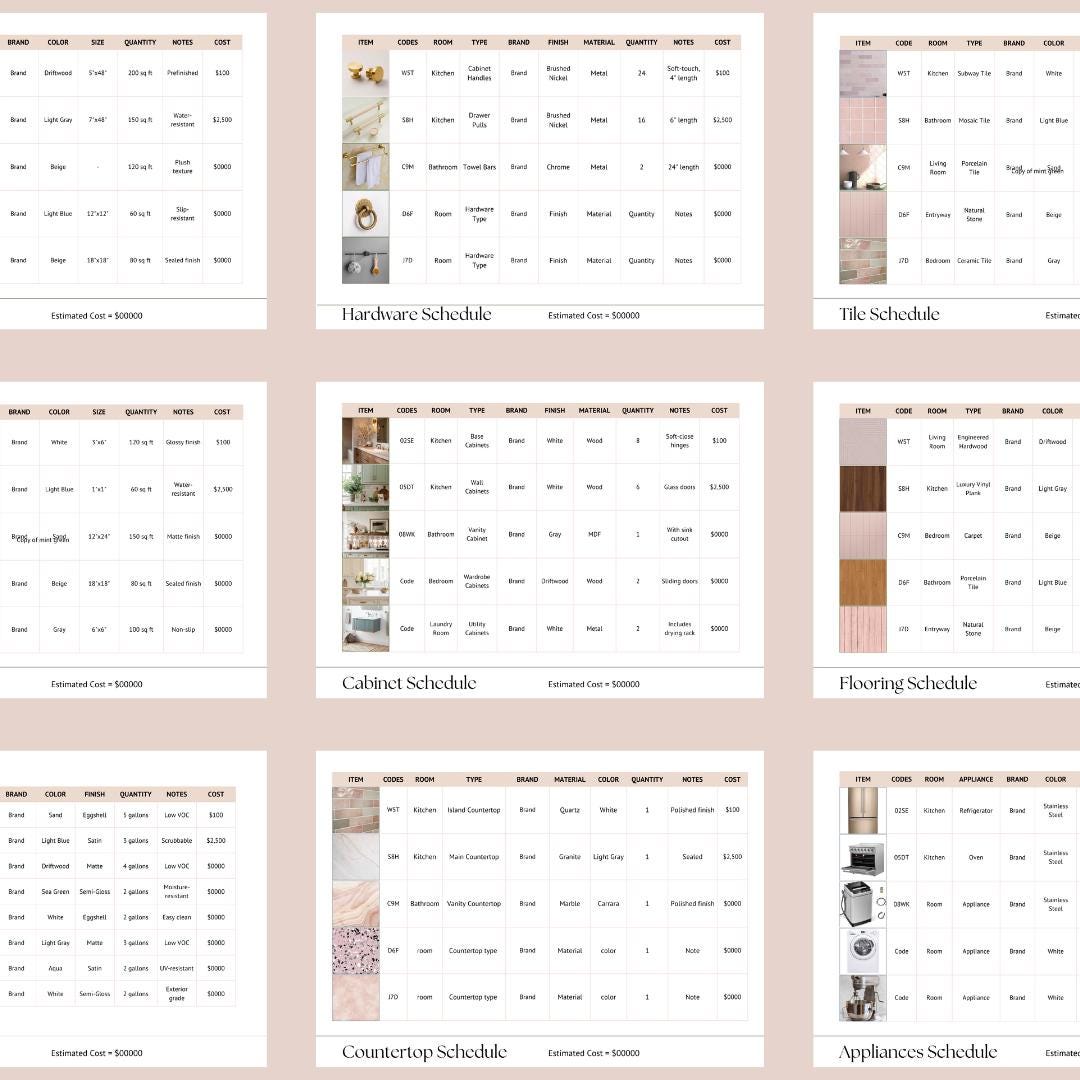 FFE Schedule Template for Interior Designers - Furniture, Fixtures ...