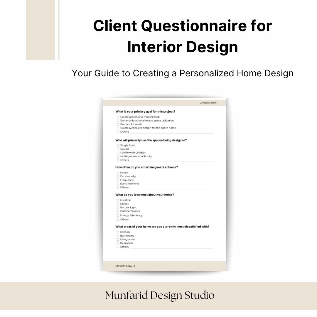 Interior Design Client Questionnaire - Canva Discovery Form ...