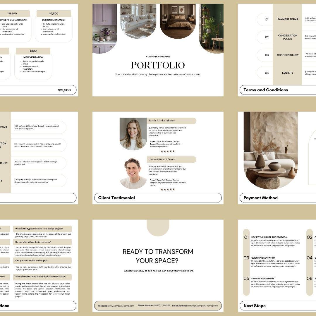 Interior Design Project Proposal & Mood Board Canva Template ...