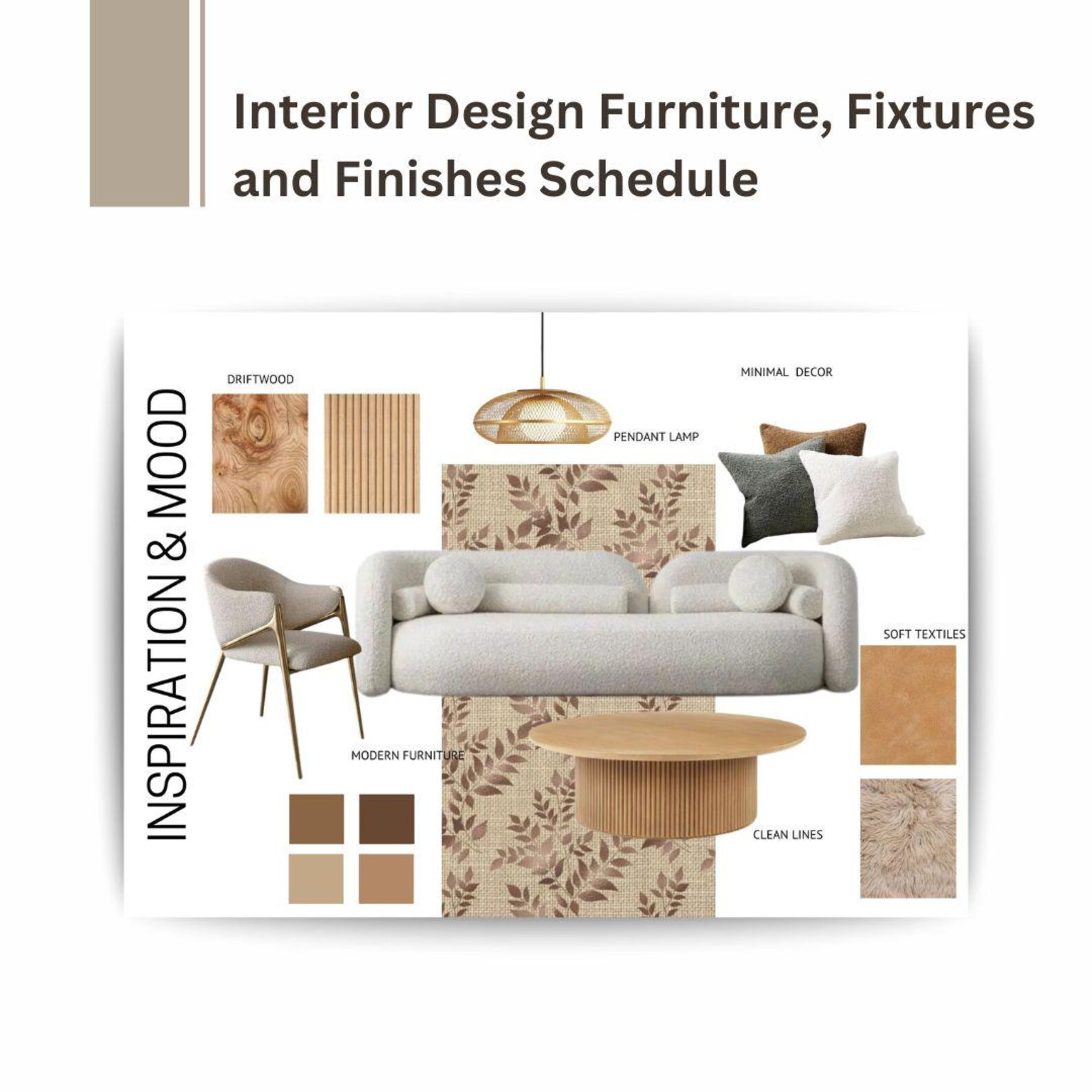 Interior Design Furniture, Fixtures and Finishes Schedule Template for ...