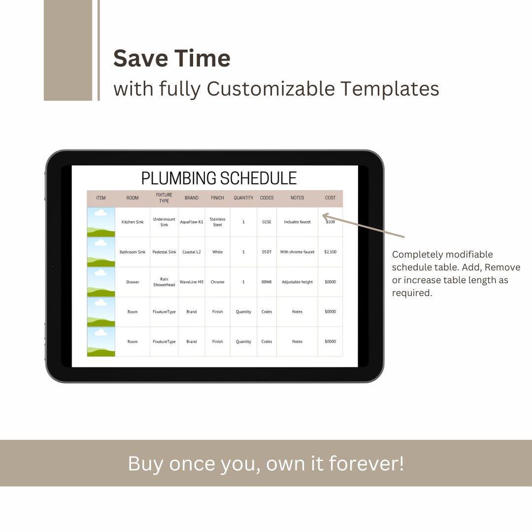 Interior Design Furniture, Fixtures and Finishes Schedule Template for ...
