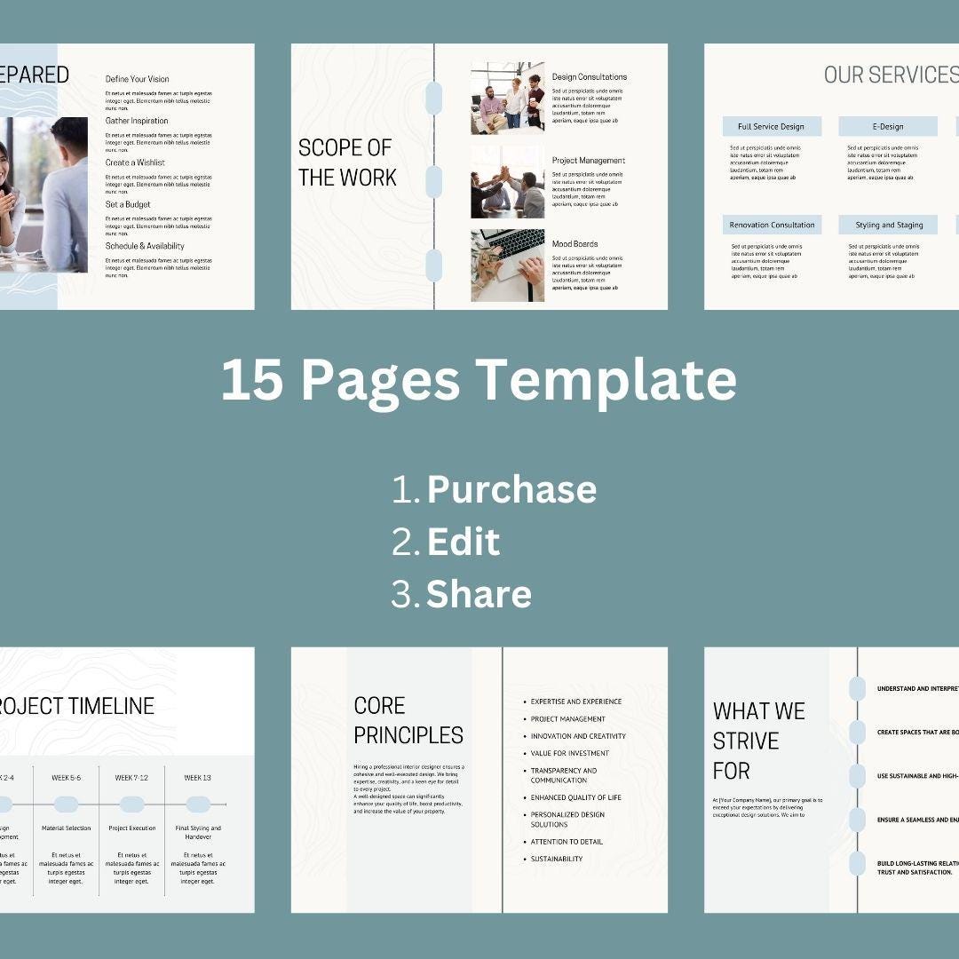 Interior Design Welcome Guide, Welcome Packet, Canva Template, Client ...