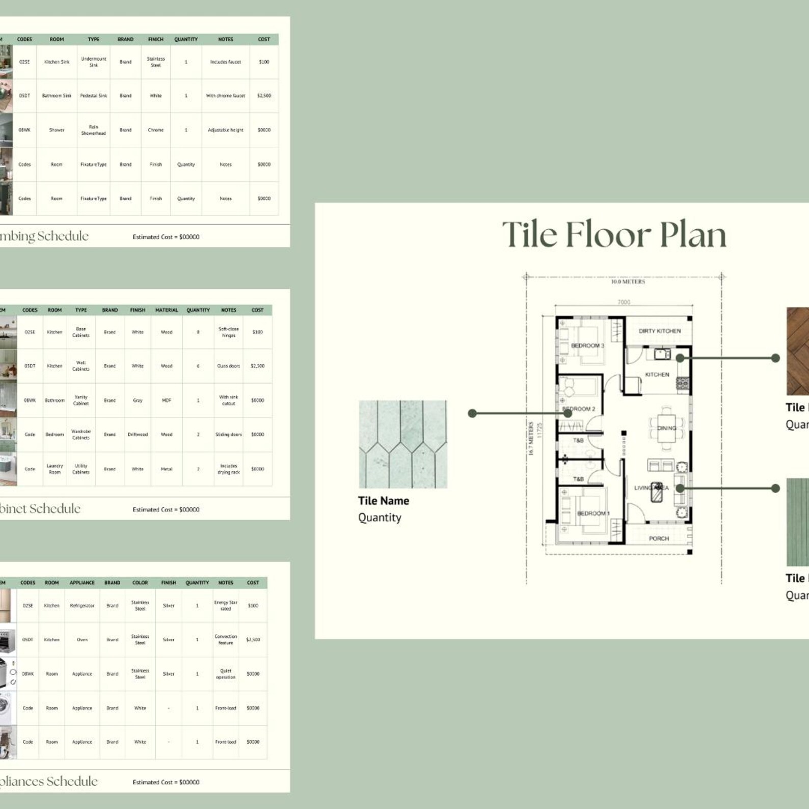 Interior Design FFE Schedule Template - Furniture, Fixtures & Finishes ...