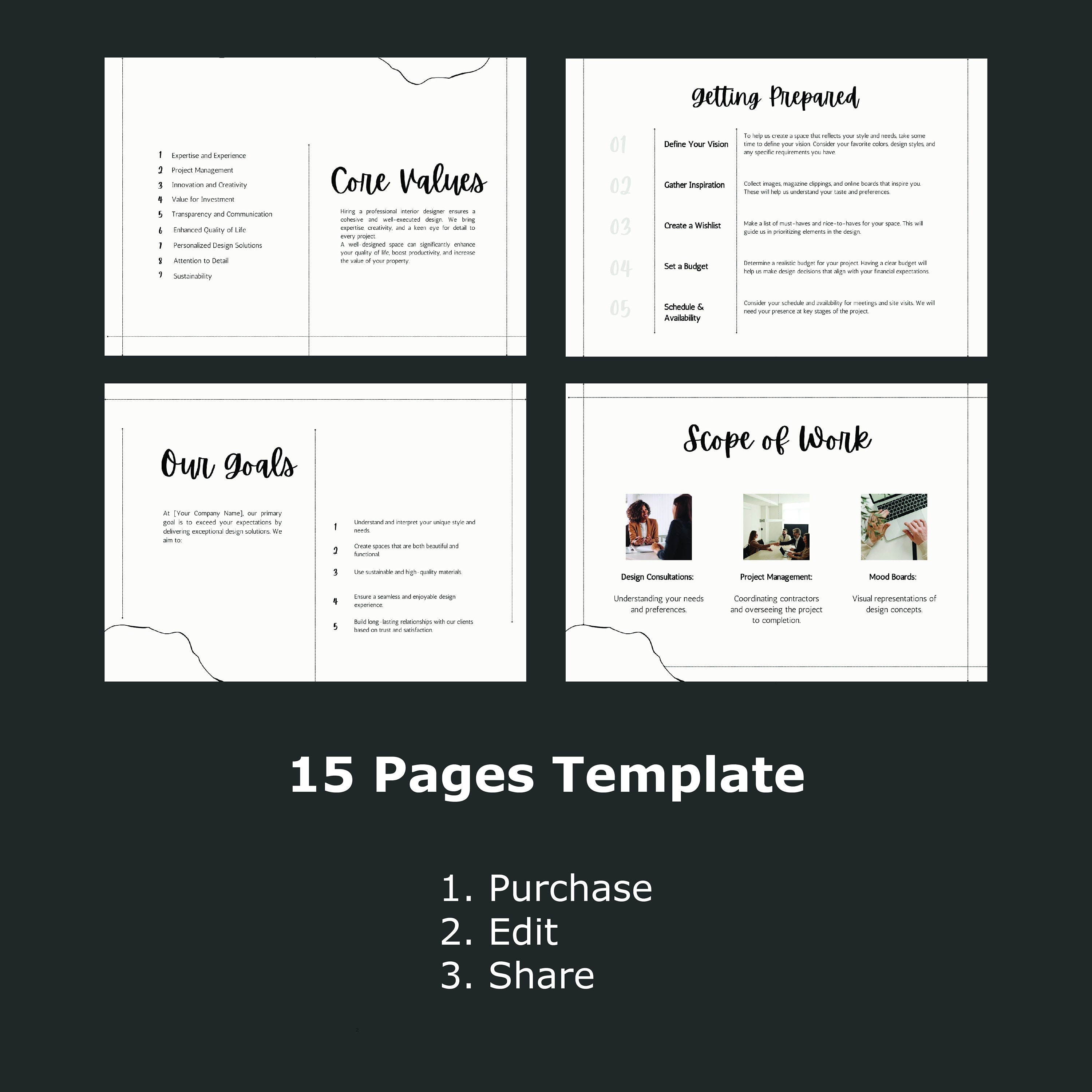 Interior Design Welcome Guide, Welcome Packet, Canva Template, Client ...