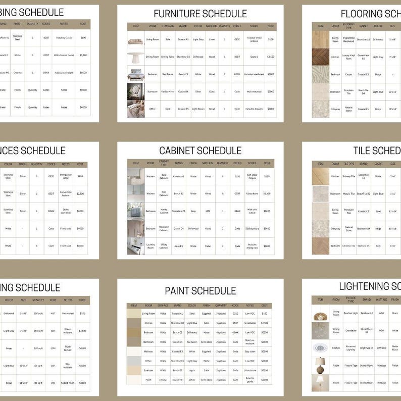Interior Design FF&E Schedule Template – Furniture, Fixtures, and ...