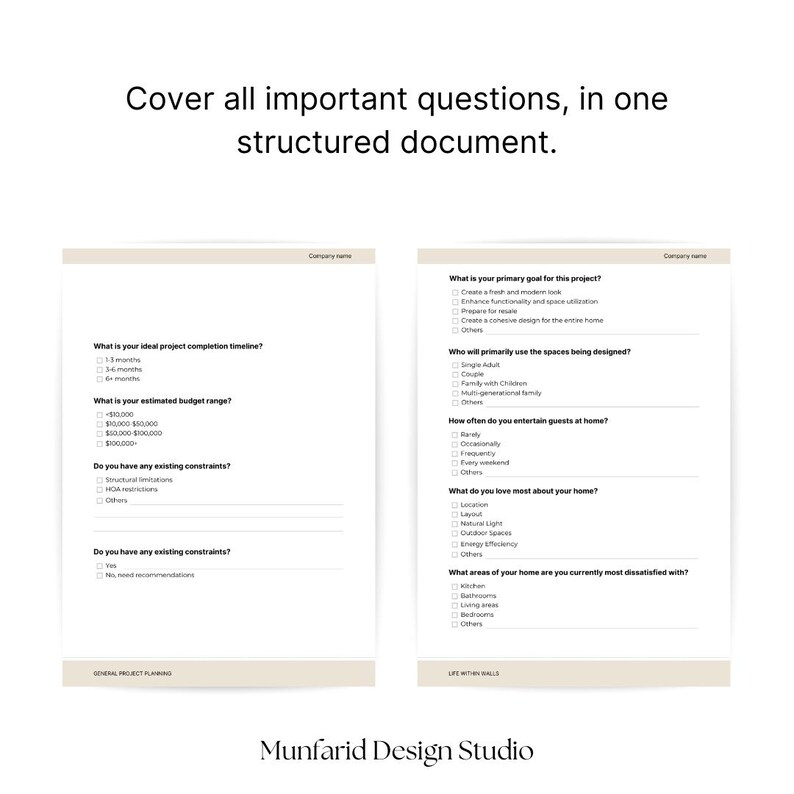Interior Design Client Questionnaire - Canva Discovery Form ...
