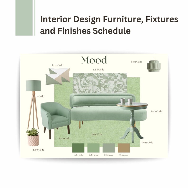 Interior Design Furniture, Fixtures and Finishes Schedule Template for ...