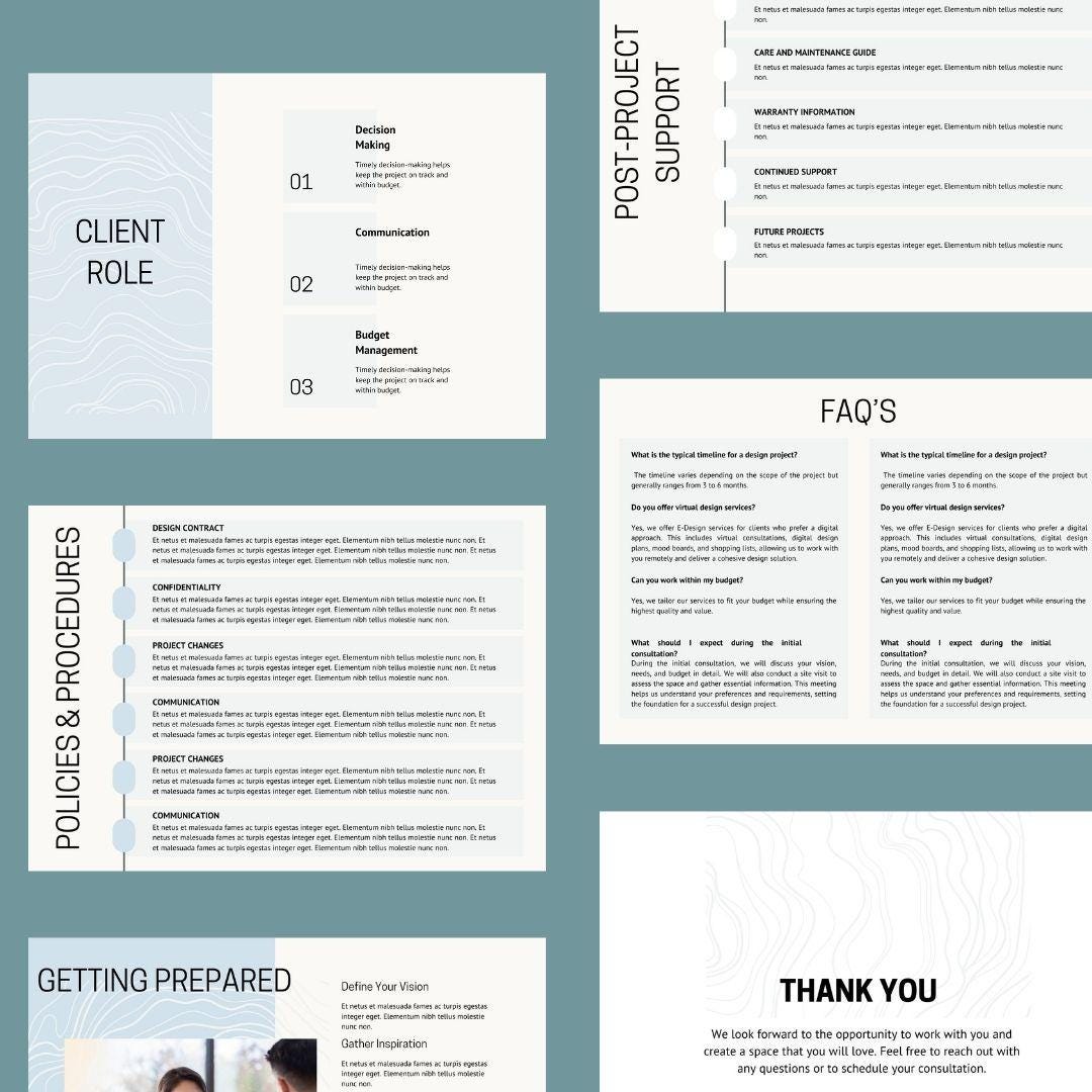 Interior Design Welcome Guide, Welcome Packet, Canva Template, Client ...