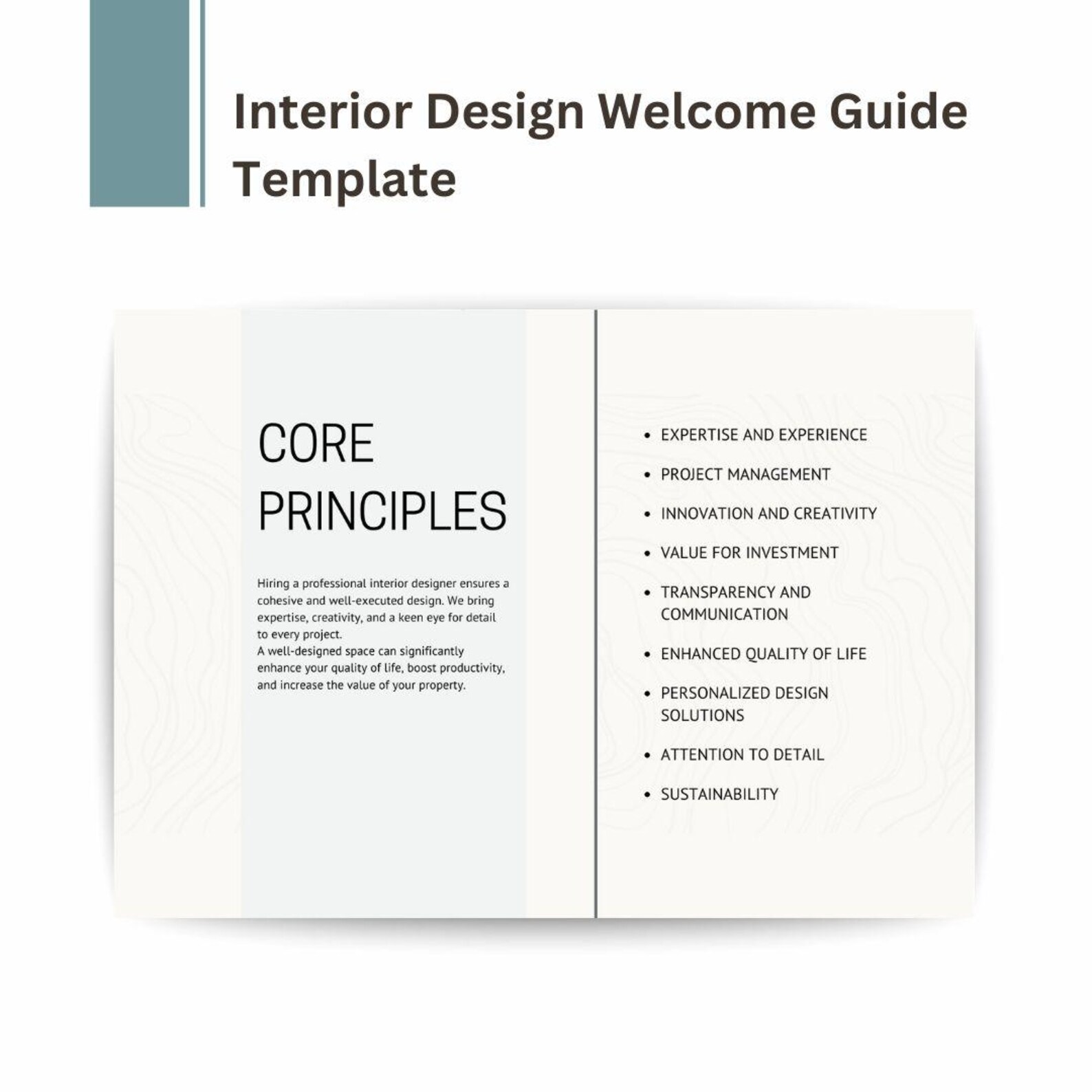 Interior Design Welcome Guide, Welcome Packet, Canva Template, Client ...