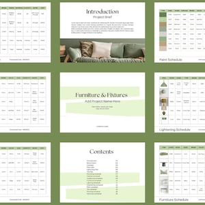 Interior Design Furniture, Fixtures and Finishes Schedule Template for ...