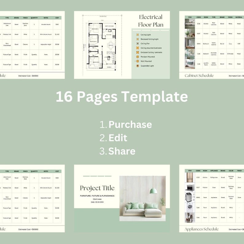 Interior Design FFE Schedule Template - Furniture, Fixtures & Finishes ...