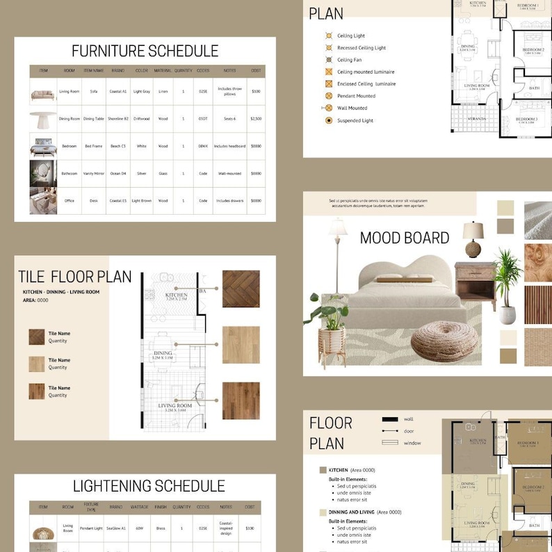 Interior Design FF&E Schedule Template – Furniture, Fixtures, and ...