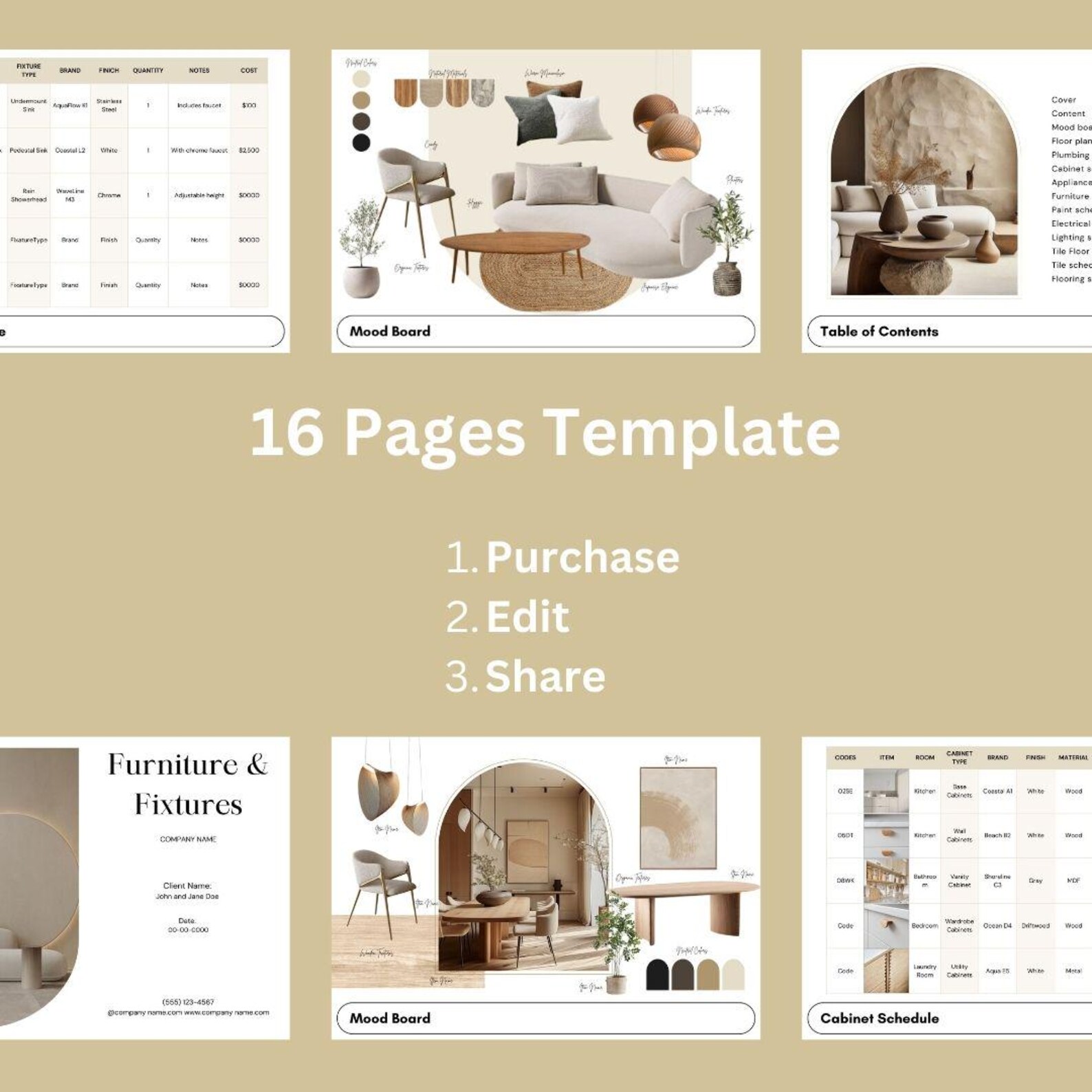 Interior Design Template FFE Finishes, Furniture Hardware and Finishes ...