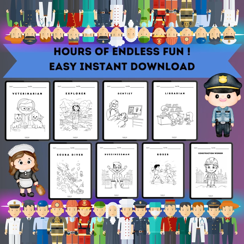 Occupation Coloring Pages Book Activities Printables School Project ...