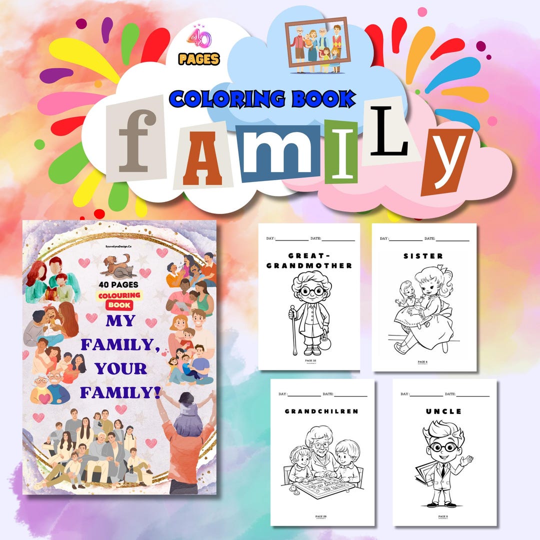 Family Coloring Pages Book Activities Printables Kindergarten Kids ...