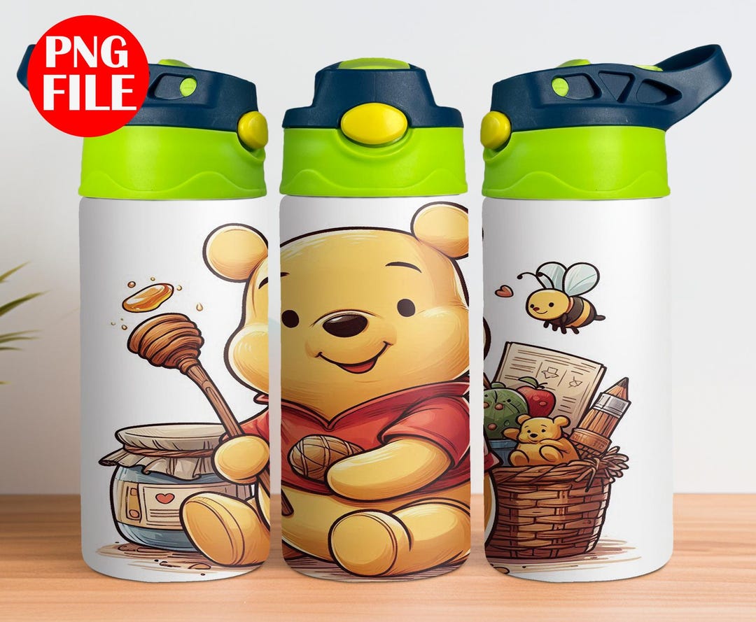 Kids Cartoon 12oz Tumbler Pooh Bear Wrap PNG Winnie 12oz Fliptop ...