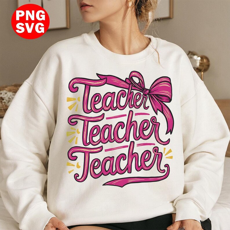 Teacher Png, Back to School Png, Teacher Appreciation Gift, Bright ...