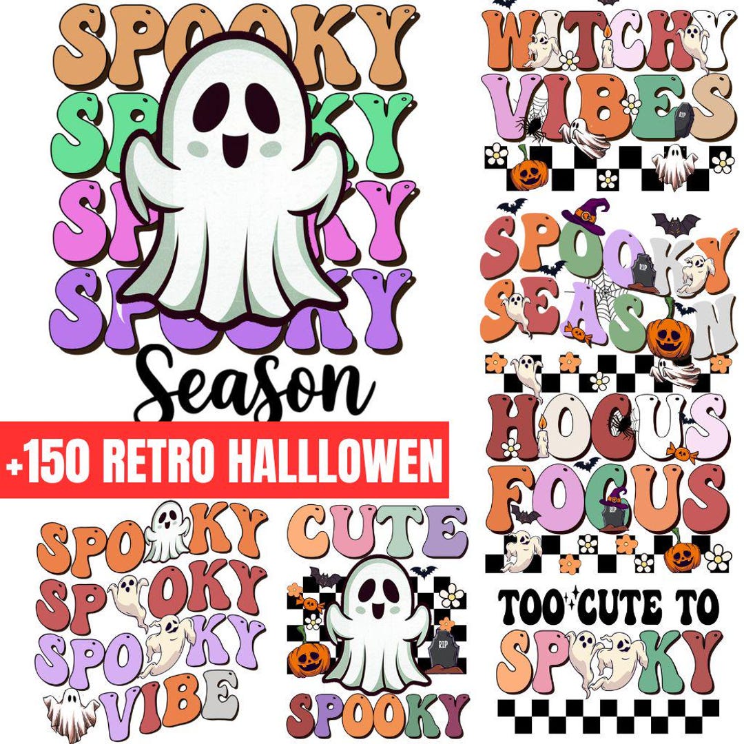 Retro Halloween PNG MEGA Bundle, Retro Halloween Bundle Png, Ghost Png ...