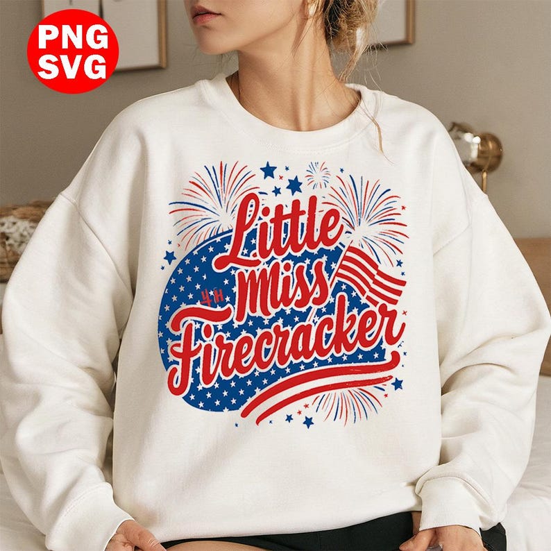 4th of July Png, Little Miss Firecracker Png Sublimation Design , American Flag Little Miss ...