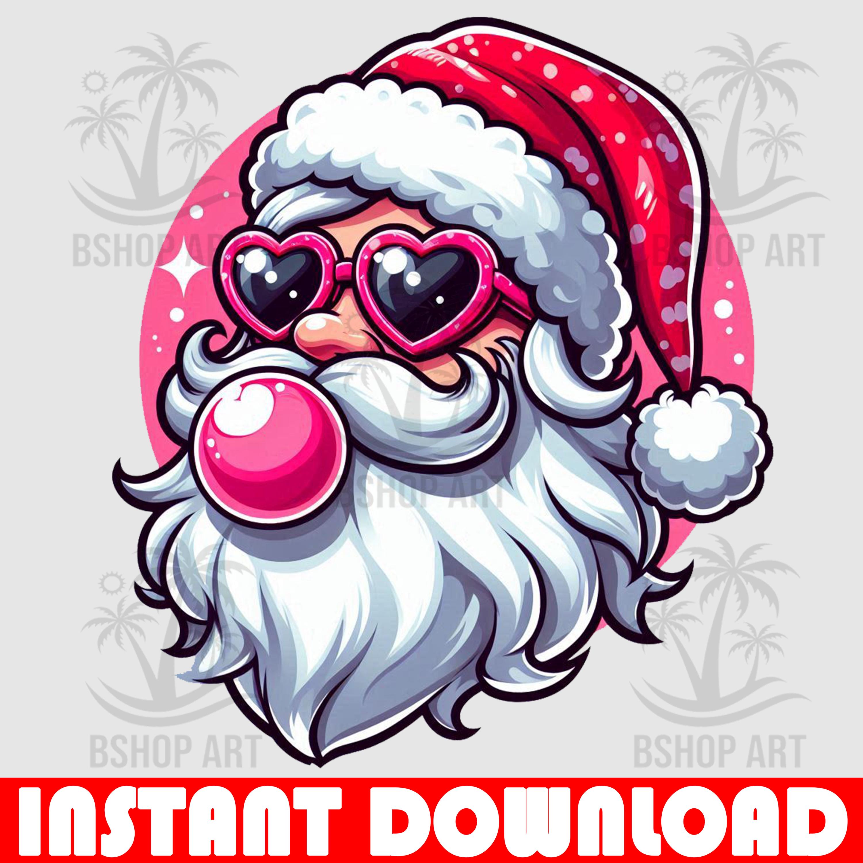 Santa Christmas Blowing Bubble Png Christmas Sublimation Vintage ...