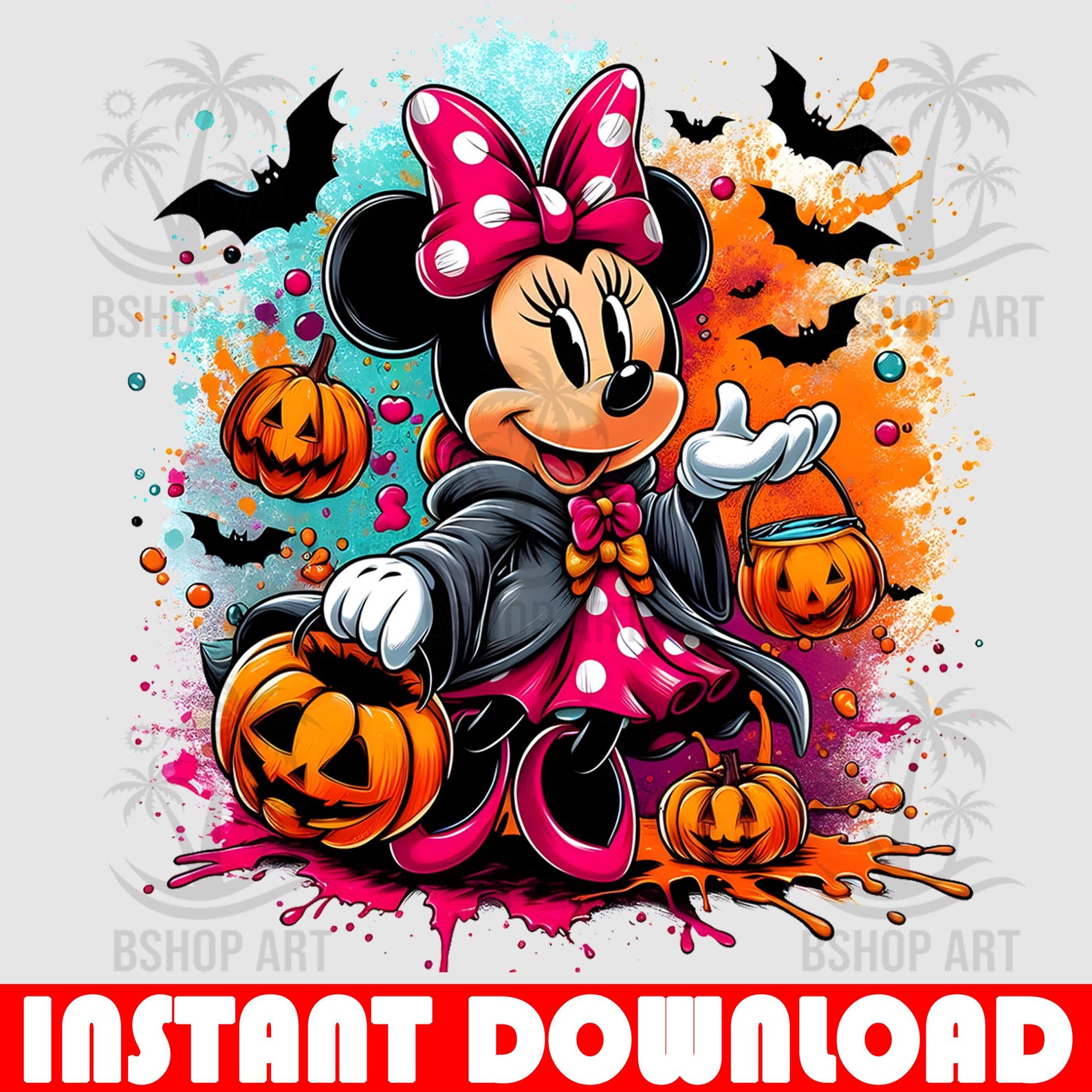Minnie Mouse Halloween Digital Design Halloween Sublimation PNG Instant ...