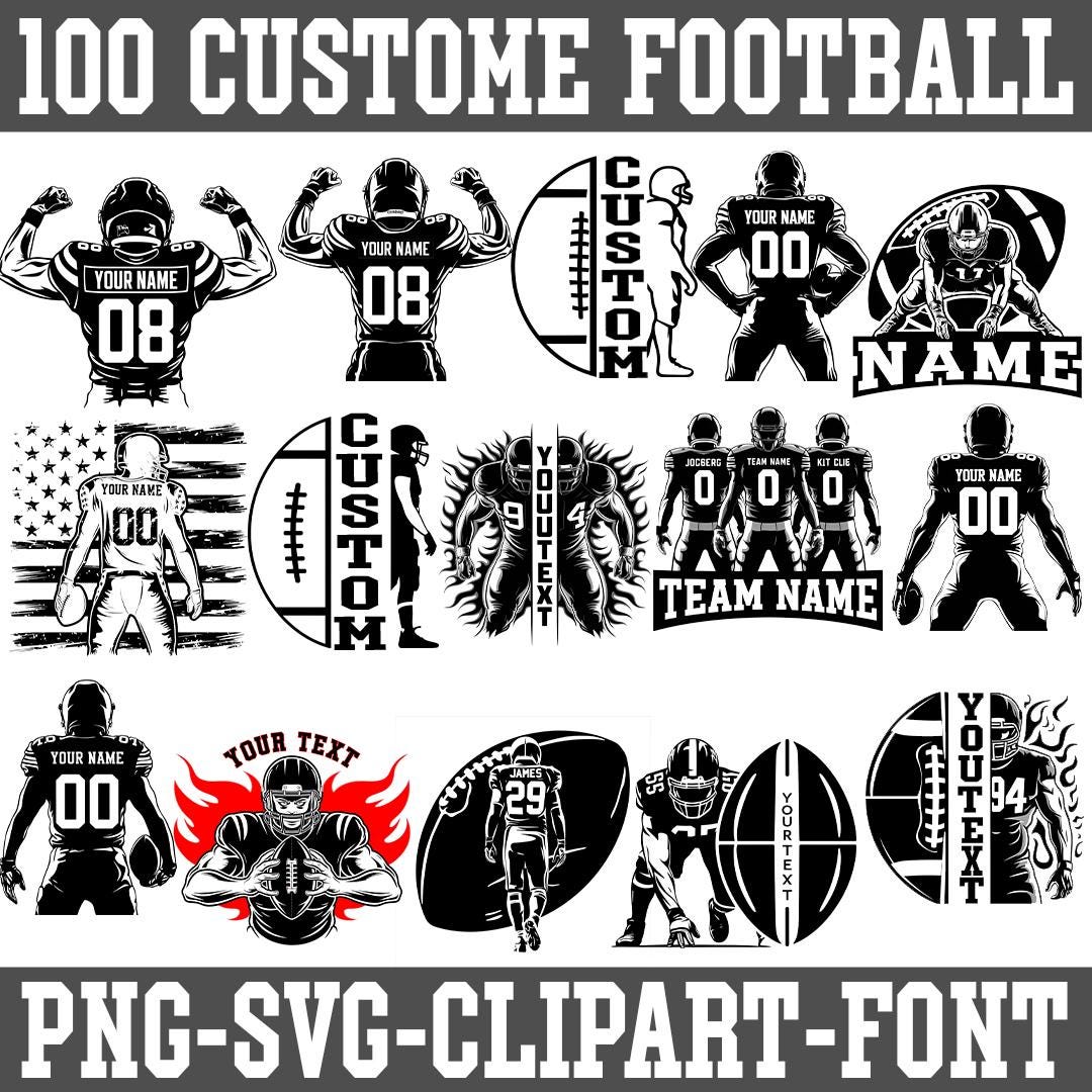 100 Custom Football Player SVG, Layered Custom Football SVG ...