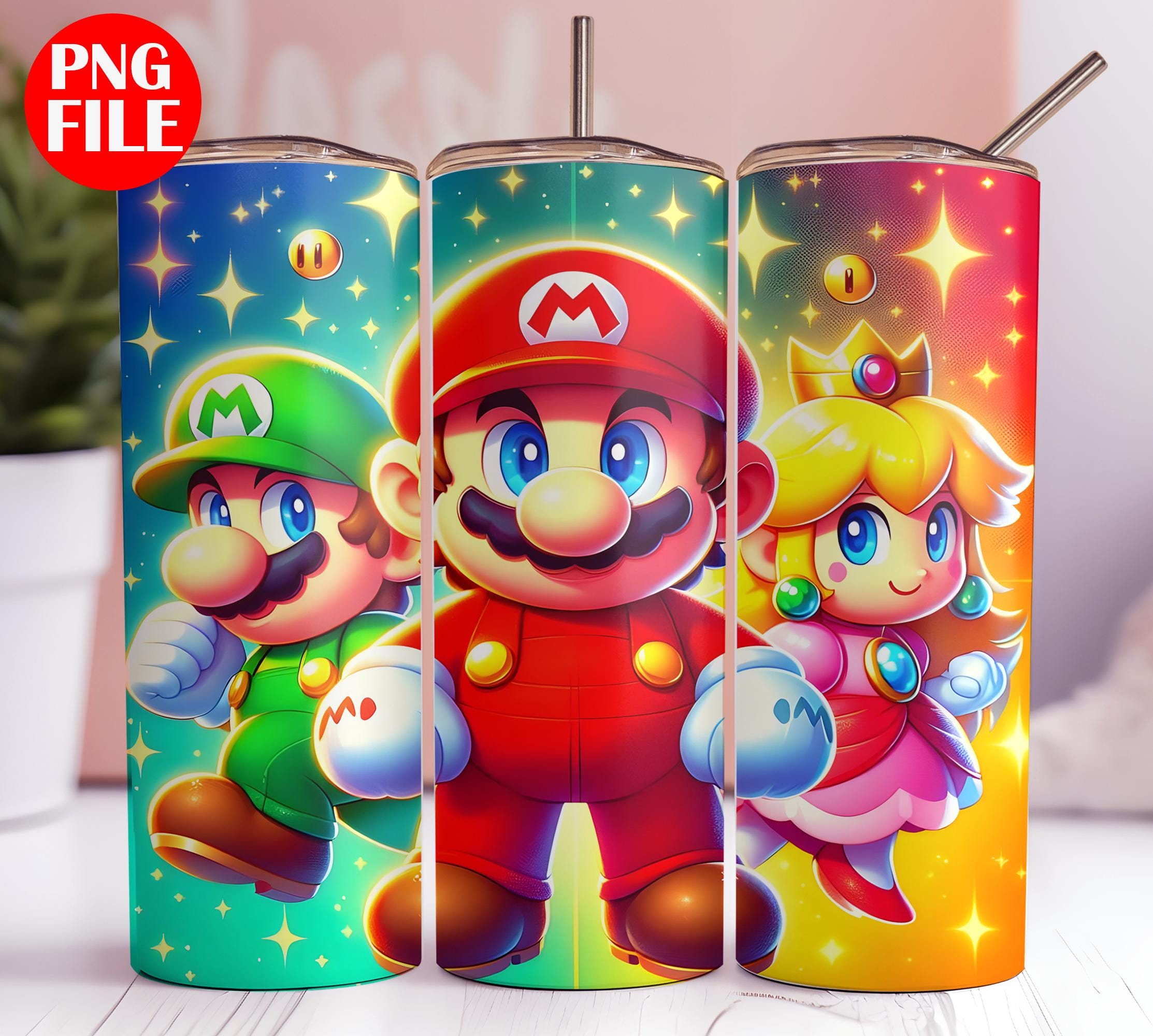 Super Mario Tumbler Png Super Mario 20oz Skinny Tumbler Wrap PNG Super ...