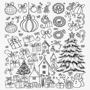 600 Hand Drawn Whimsical Christmas SVG Clipart Bundle of Illustrations ...