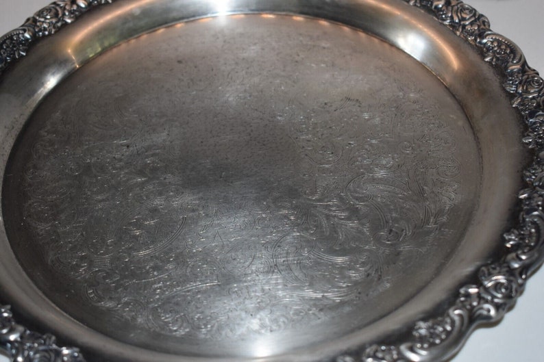 Vintage ONEIDA USA Silverplate Round Serving Tray/ Platter 12 Rose ...
