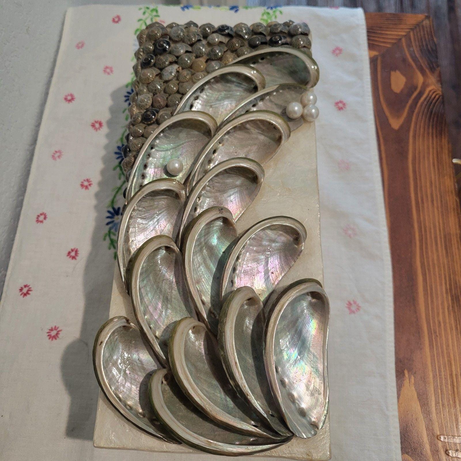 Vintage Capiz Shell Box Abalone Shell and Pearl Decoration Large 10.75 ...