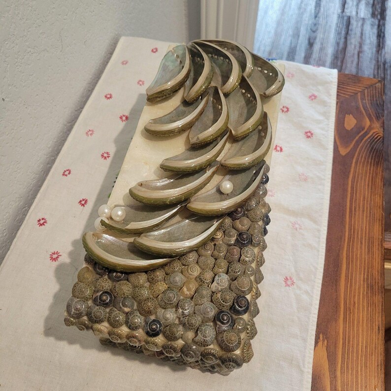 Vintage Capiz Shell Box Abalone Shell and Pearl Decoration Large 10.75" X 5" SEA - Etsy