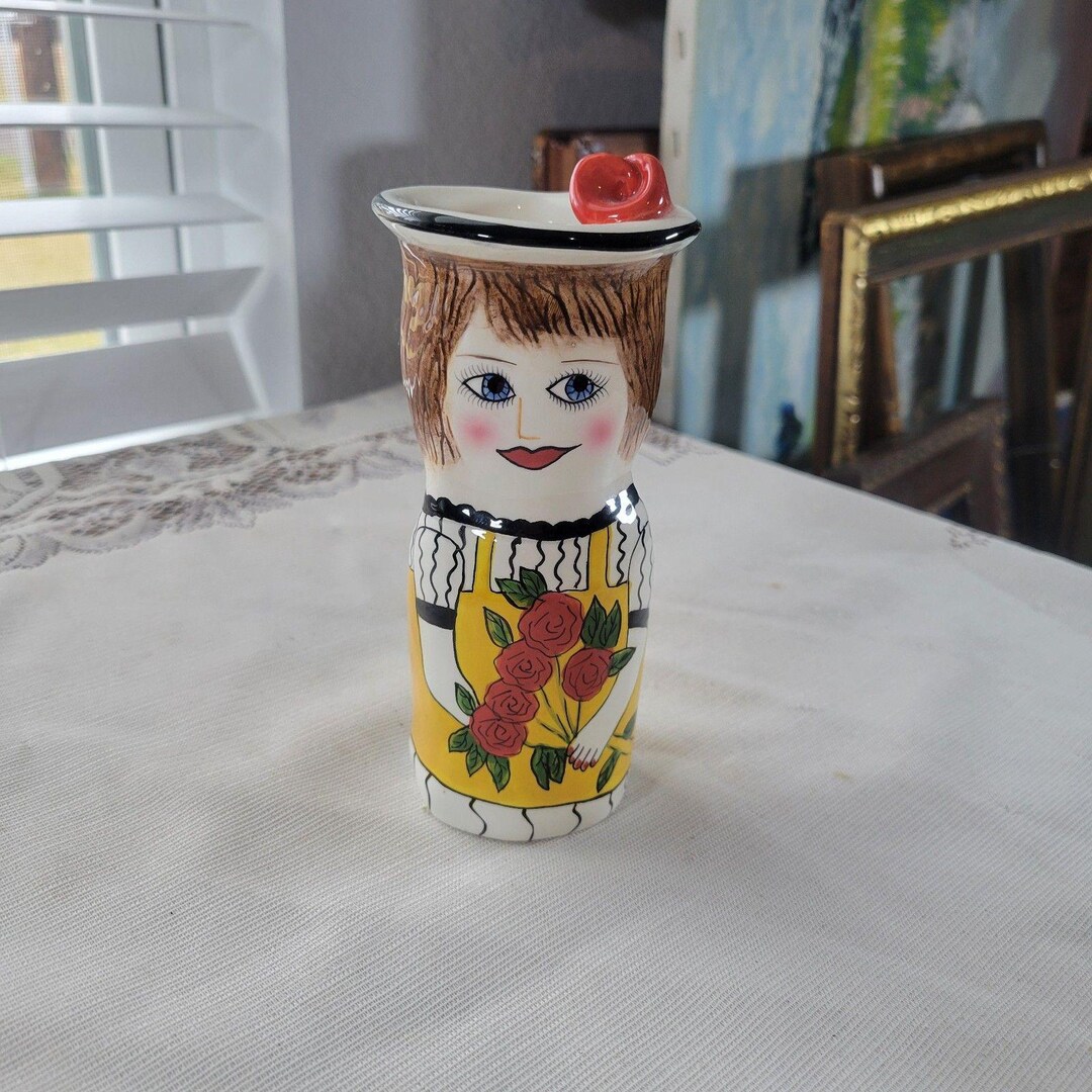 Susan Paley Vase by Ganz Bella Casa "roseanne" Ceramic Lady Vase 6 ...