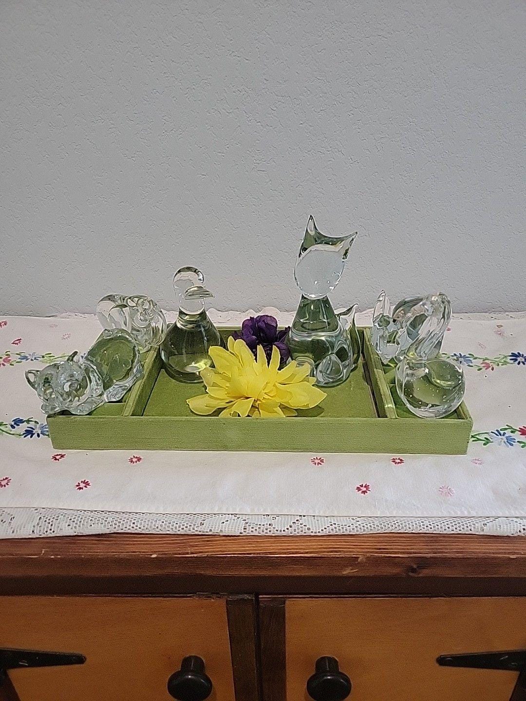 Vintage Clear Glass Animal Figures Paperweight Lot of 6 MCM Mid Century ...