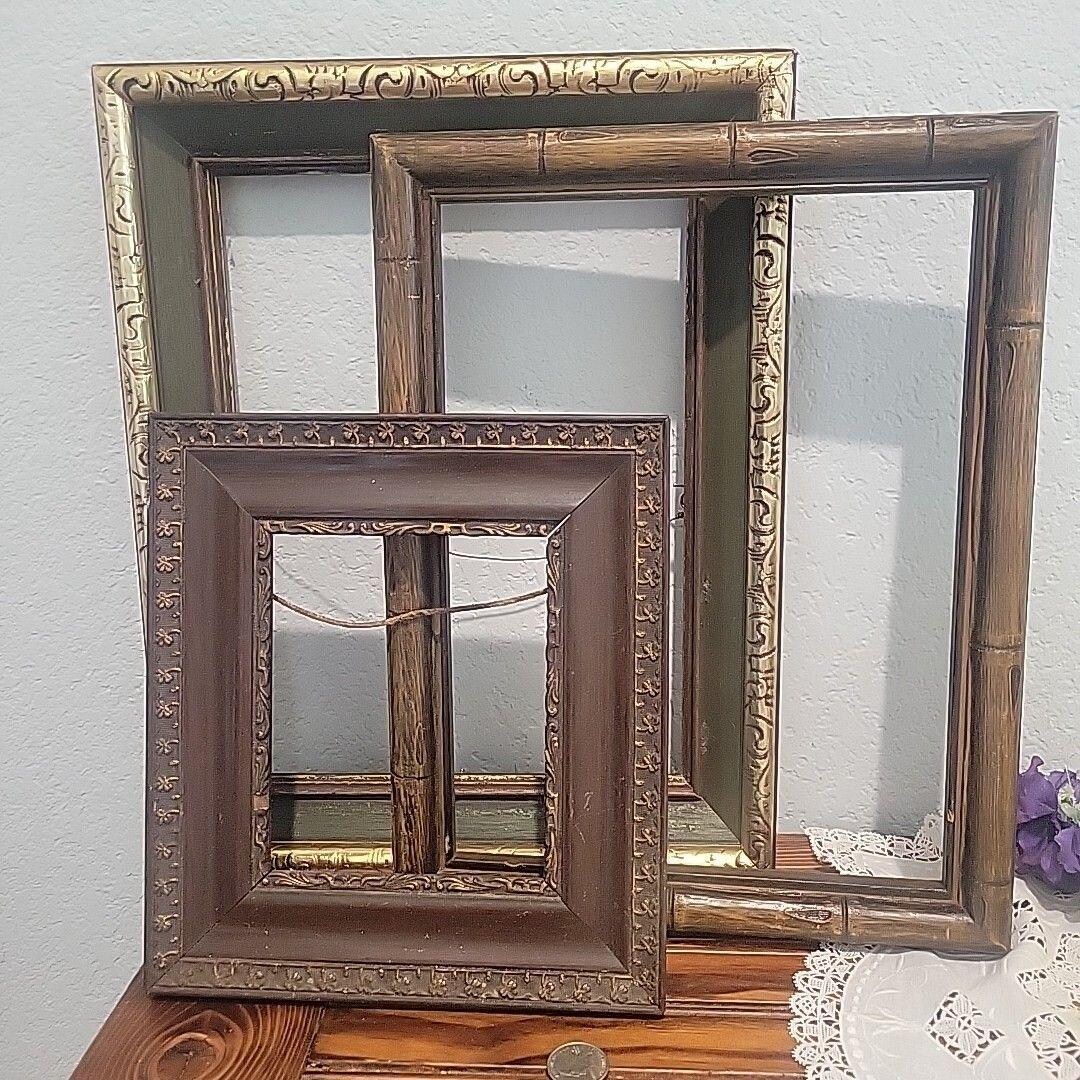 Vintage Art Frames Set: MCM Bamboo, Wood & Gold Gilt - Etsy