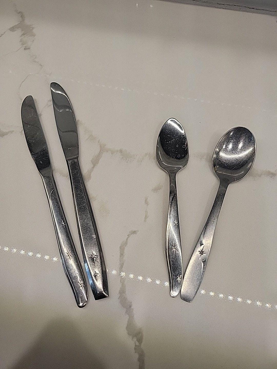Various Flatware Atomic Starburst Patterns 2 Knives 2 Spoons Assorted ...
