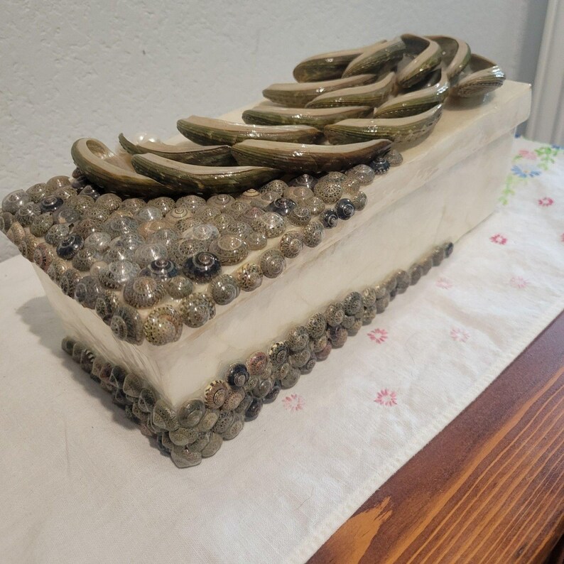 Vintage Capiz Shell Box Abalone Shell and Pearl Decoration Large 10.75" X 5" SEA - Etsy