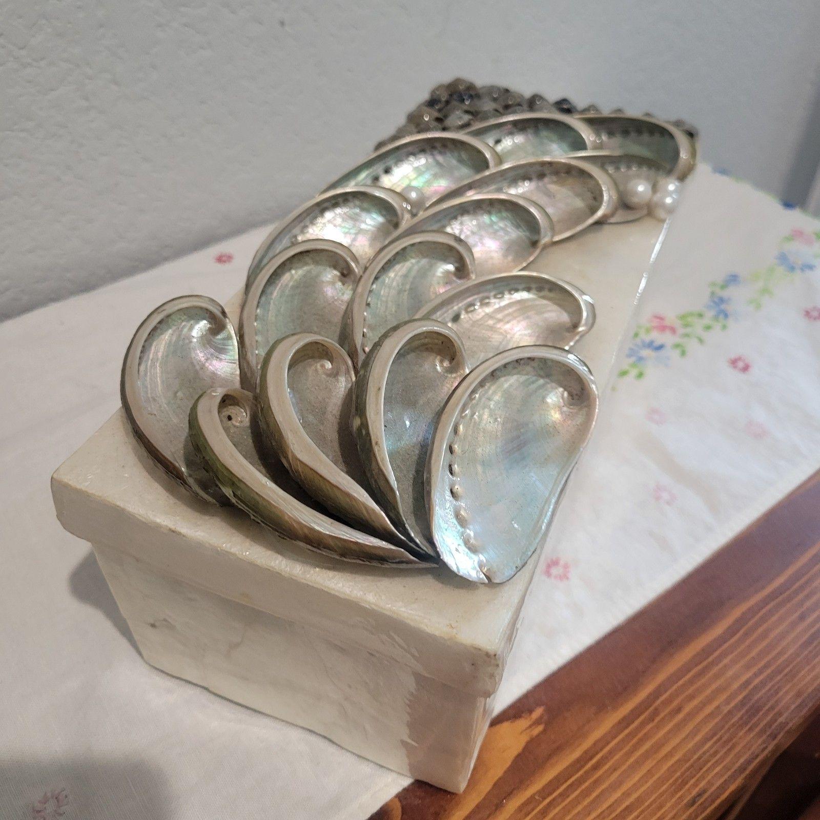 Vintage Capiz Shell Box Abalone Shell and Pearl Decoration Large 10.75 ...
