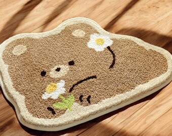 Cute Custom Animal Flower Tufted Rug Bedroom Rug, Bathroom Rug, Tufted ...