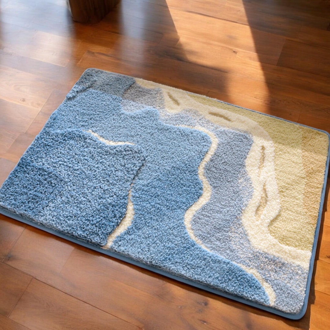 Sandy Beach Nordic Tufted Bathroom Mat Tufted Rug, Bathroom Rug ...