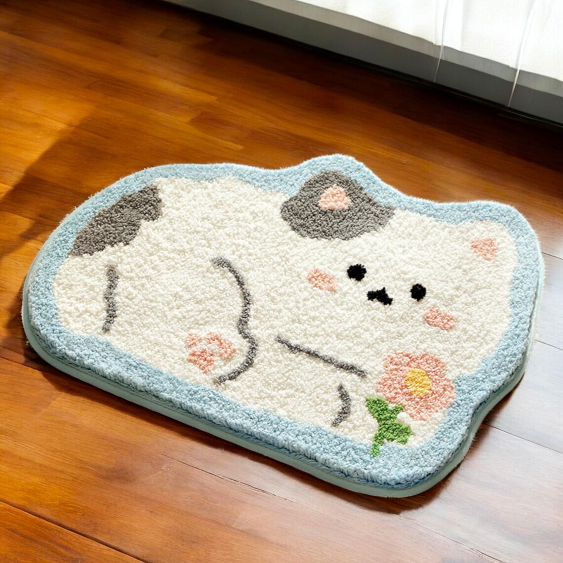 Cute Custom Animal Flower Tufted Rug Bedroom Rug, Bathroom Rug, Tufted ...