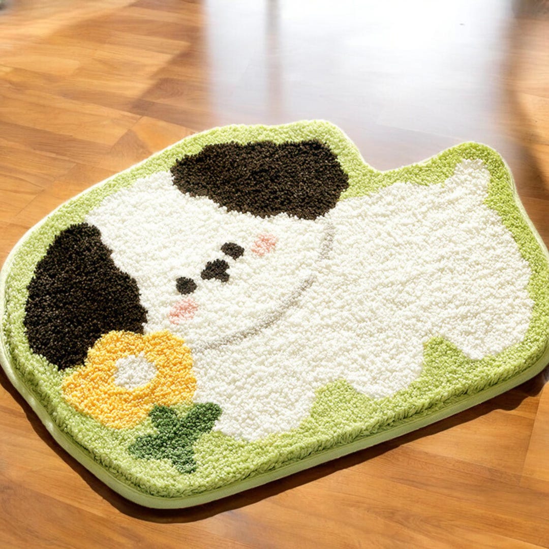 Cute Custom Animal Flower Tufted Rug Bedroom Rug, Bathroom Rug, Tufted ...