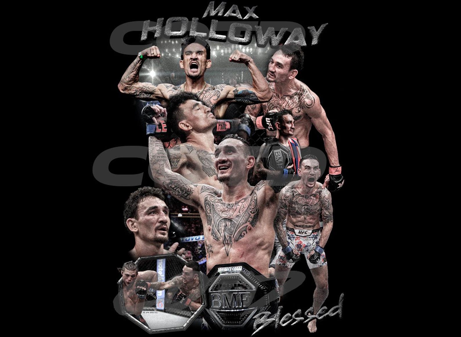 Max Holloway T-shirt Design: "blessed" Fighter PNG (digital File) - Etsy
