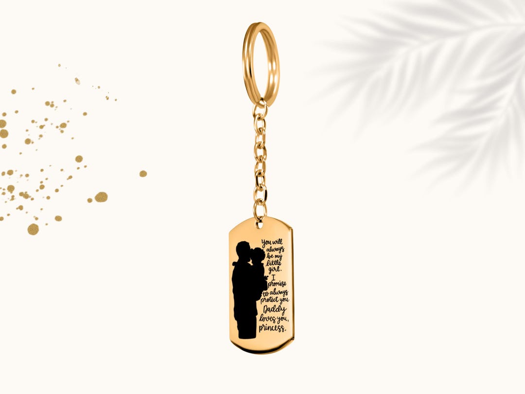 Personalized Father Daughter Keychain: Engraved Stainless Steel Dad ...