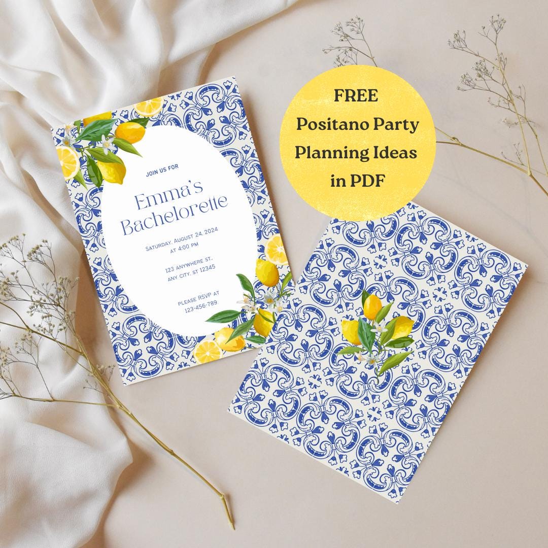 Amalfi Coast Bachelorette Invitation Template, Positano Theme Party ...