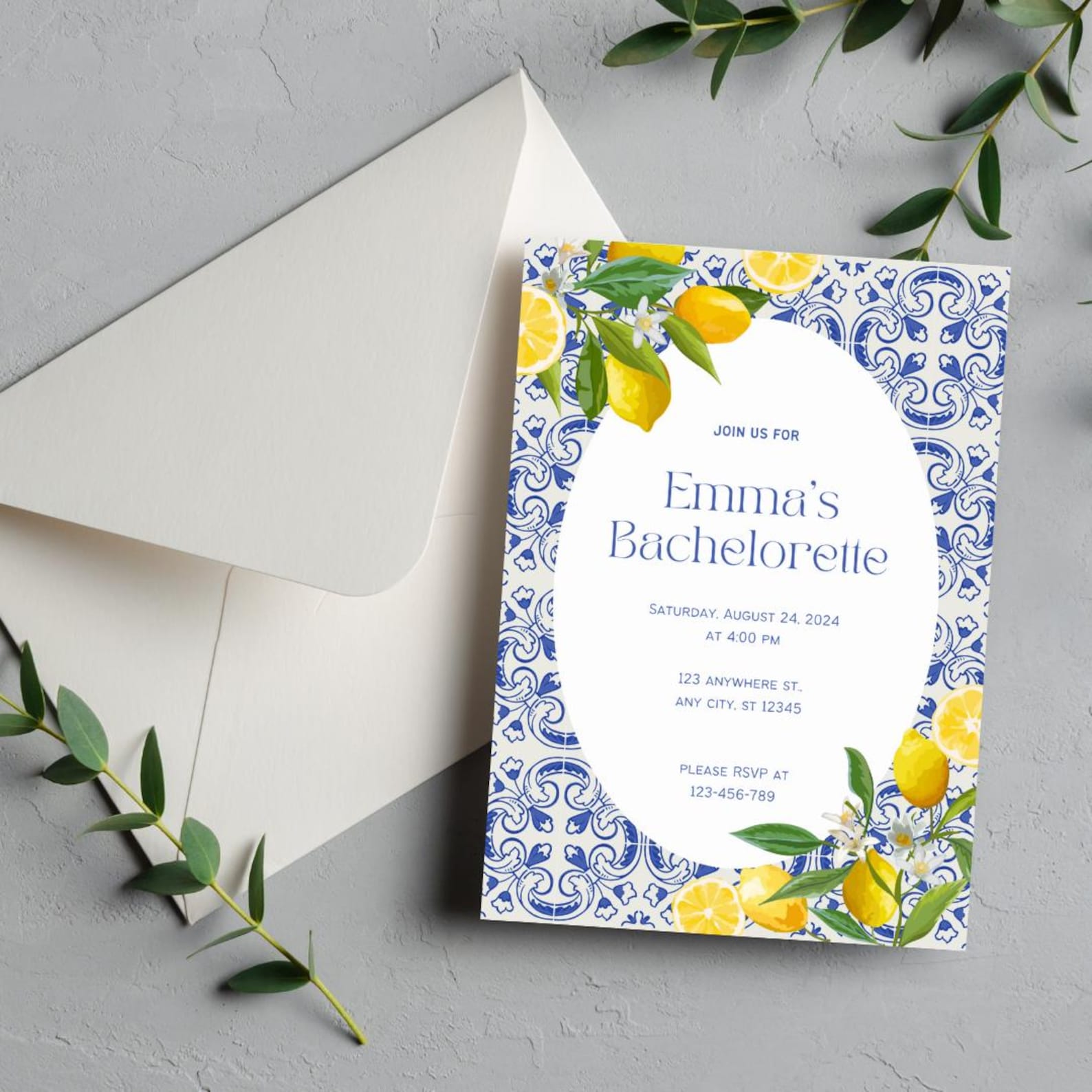 Amalfi Coast Bachelorette Invitation Template, Positano Theme Party ...