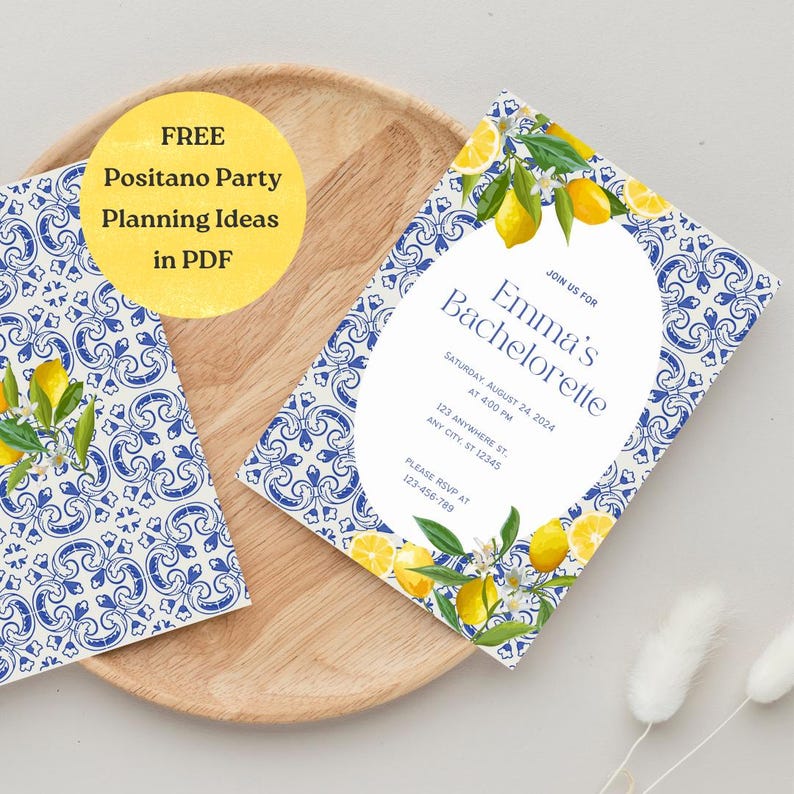 Amalfi Coast Bachelorette Invitation Template, Positano Theme Party ...