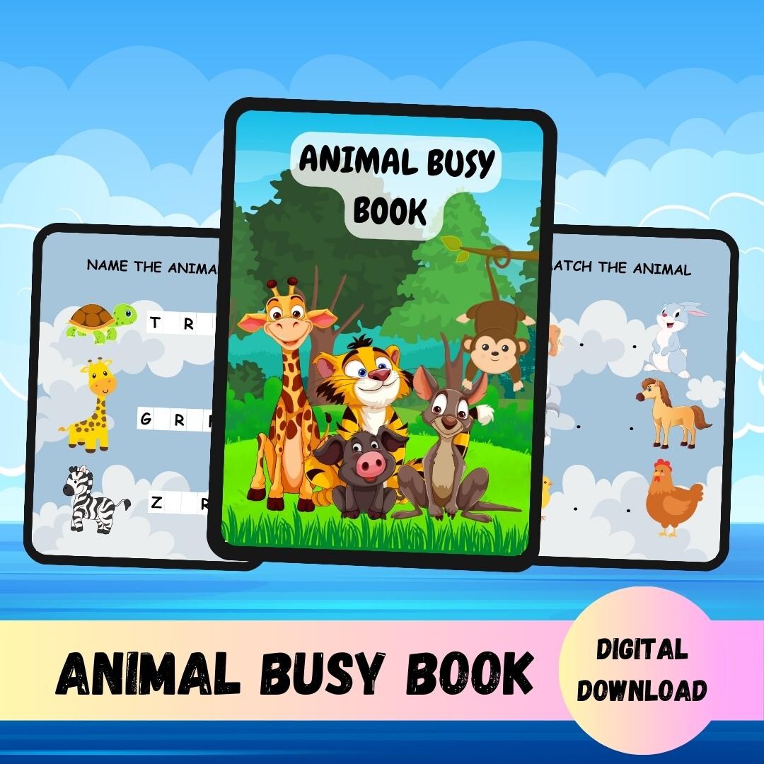 20 Printable Fun and Interactive Animal Busy Book for Kids Engaging ...